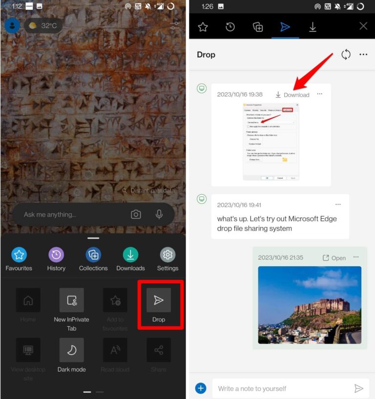 How to Use Microsoft Edge Drop to Share Files and images