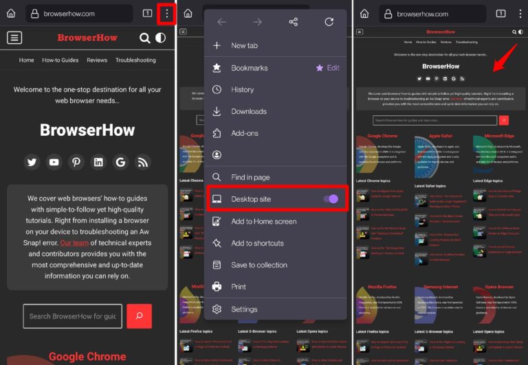 How to Enable Desktop Site View Layout in Firefox on Android