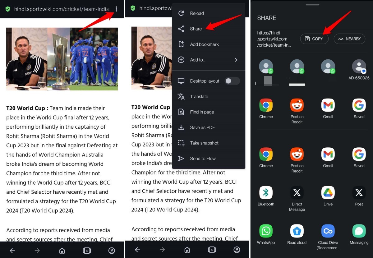 How to Share a Website Link Externally in Opera on Android