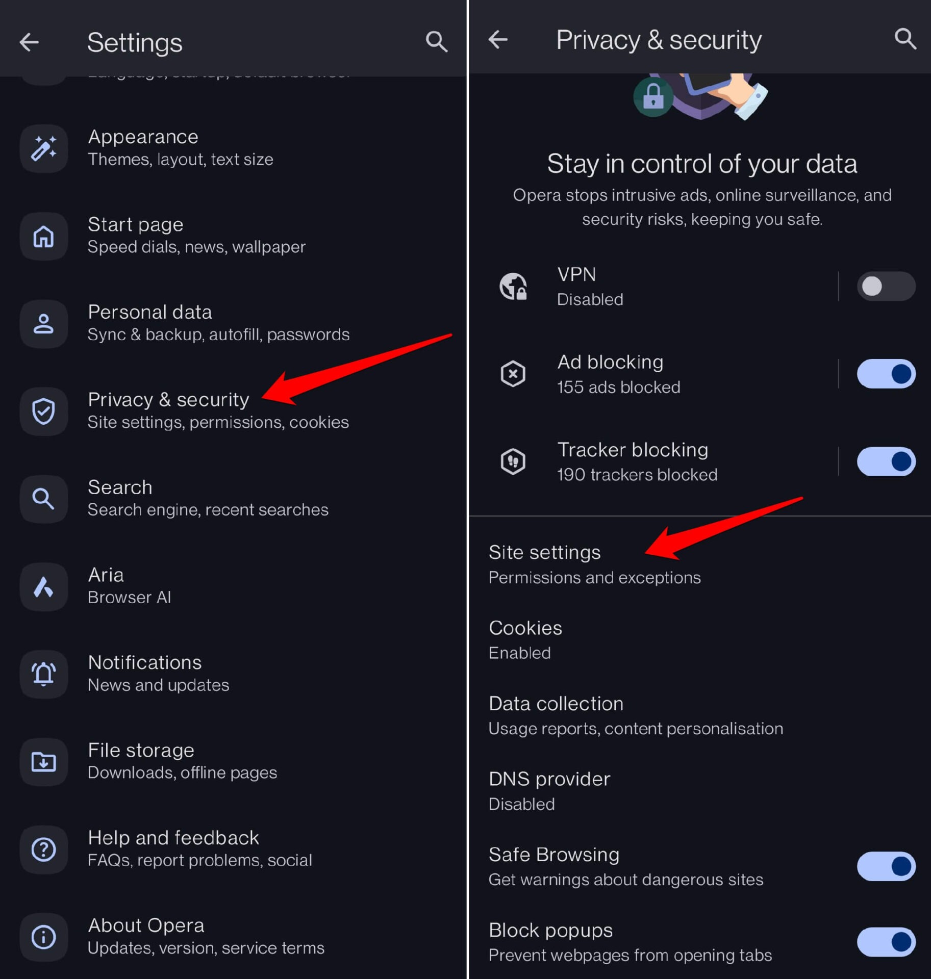 How to Allow or Deny Location to Sites in Opera on Android