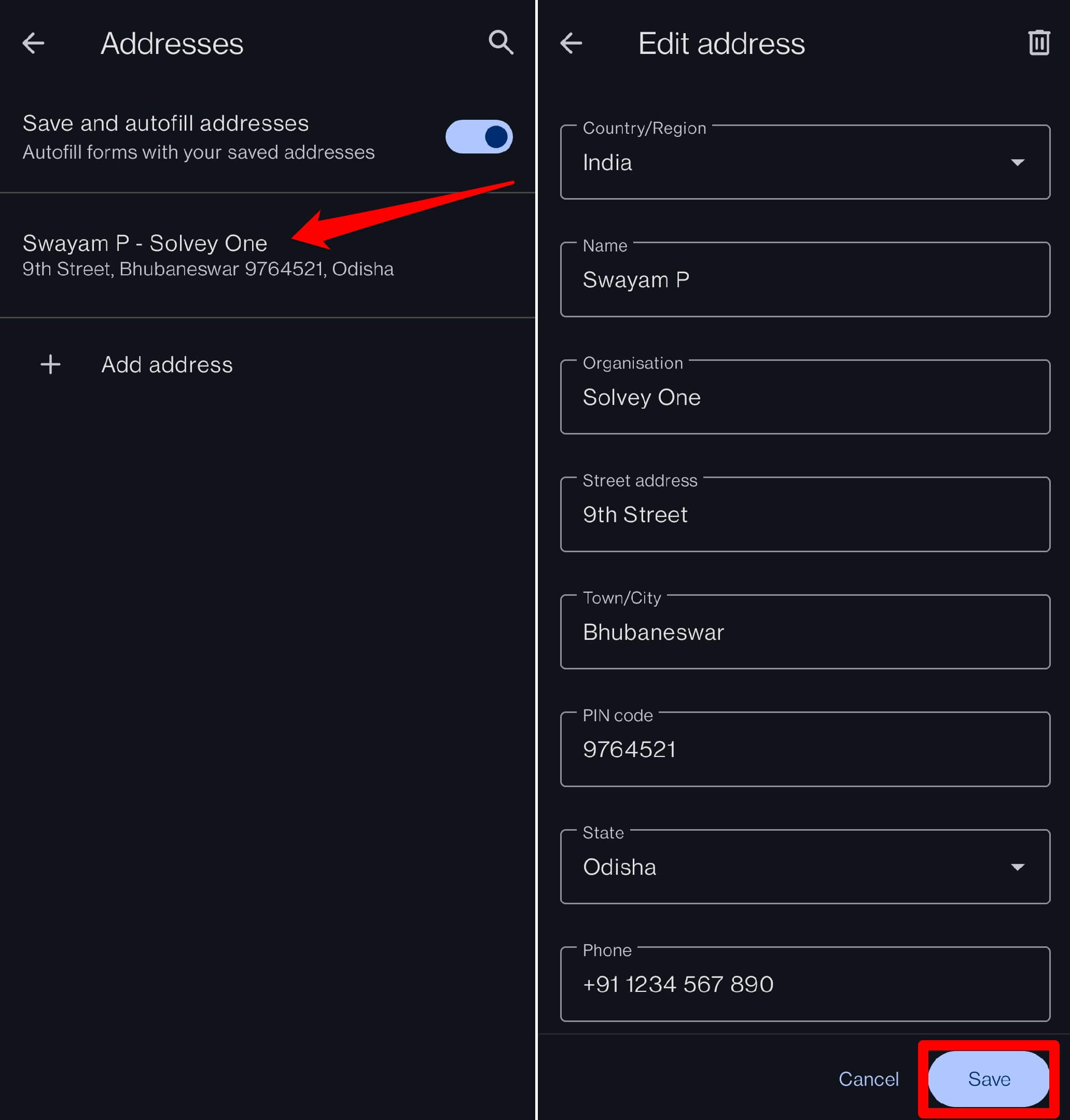 How to Add and Manage Addresses for Autofill in Opera on Android