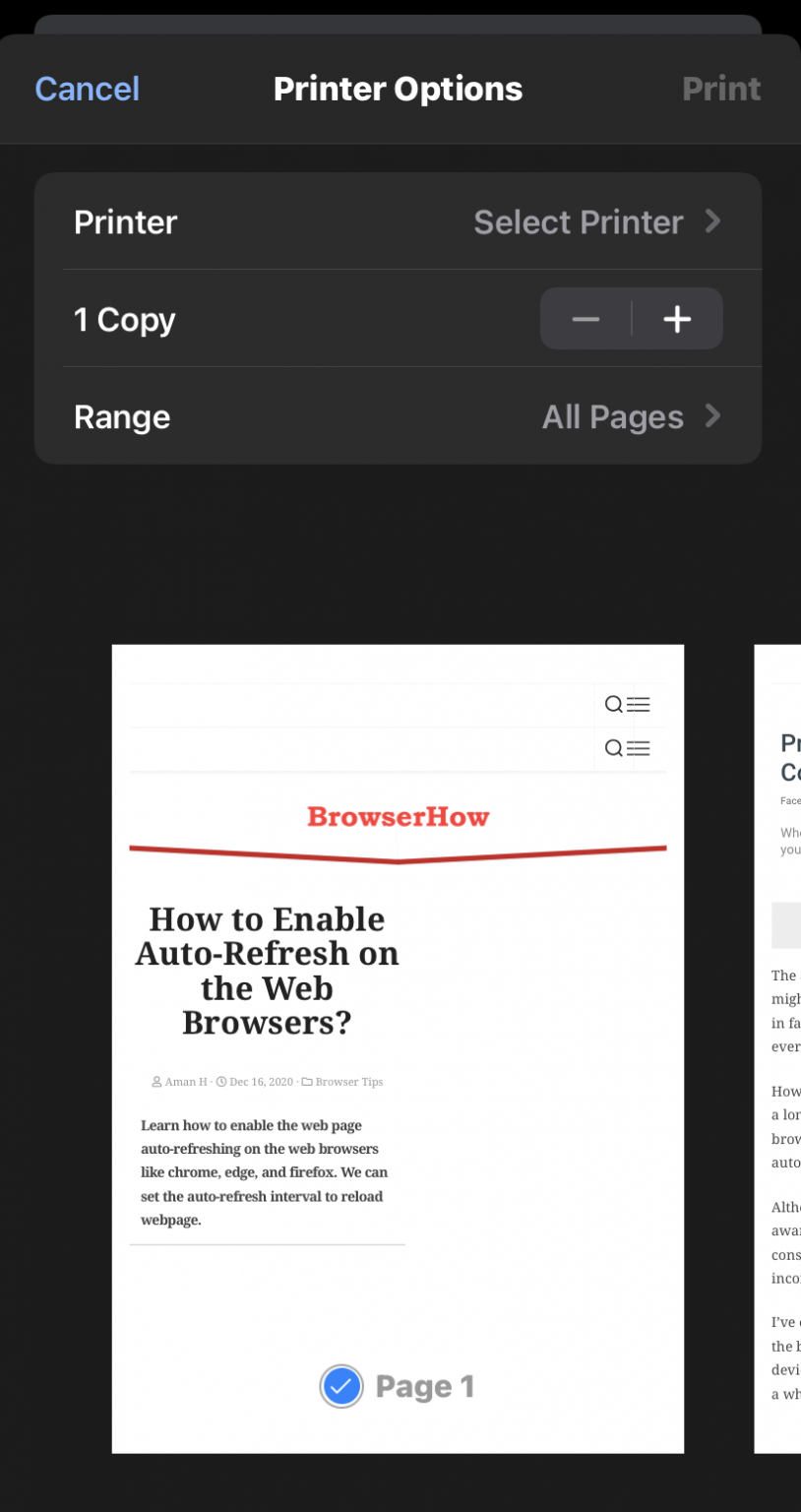 How to Print a Page and Save it as PDF in Chrome on iPhone