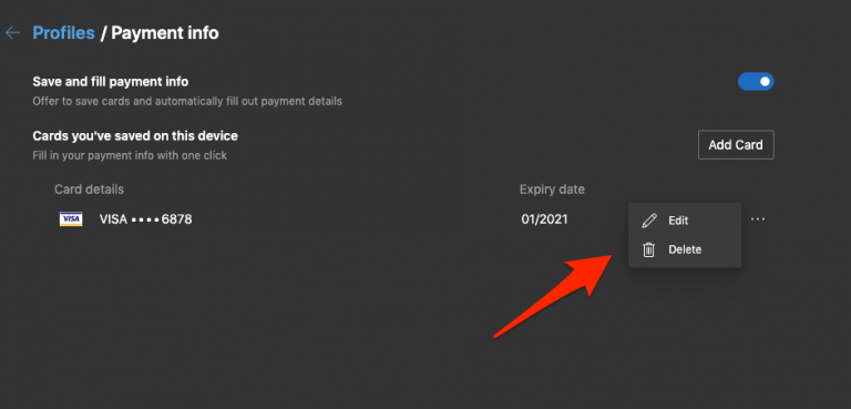 How to Add, Edit, and Manage Saved Payments in Edge on the Computer