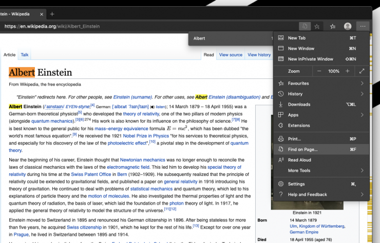 How to Search a Term in Edge using 'Find on Page' on the PC